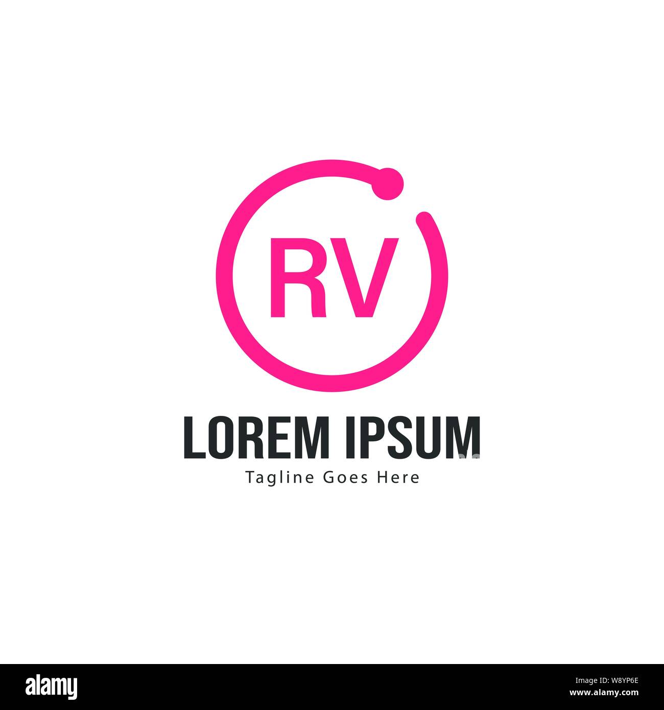 Initial RV logo template with modern frame. Minimalist RV letter logo ...