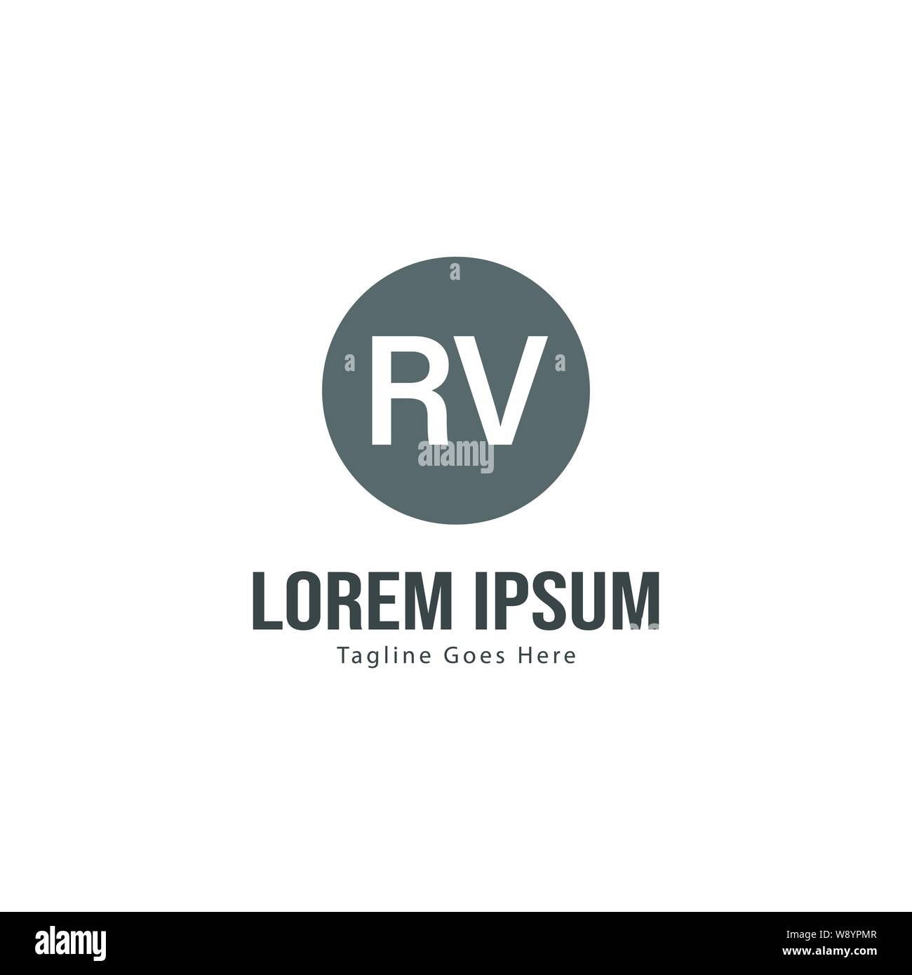Initial RV logo template with modern frame. Minimalist RV letter logo ...