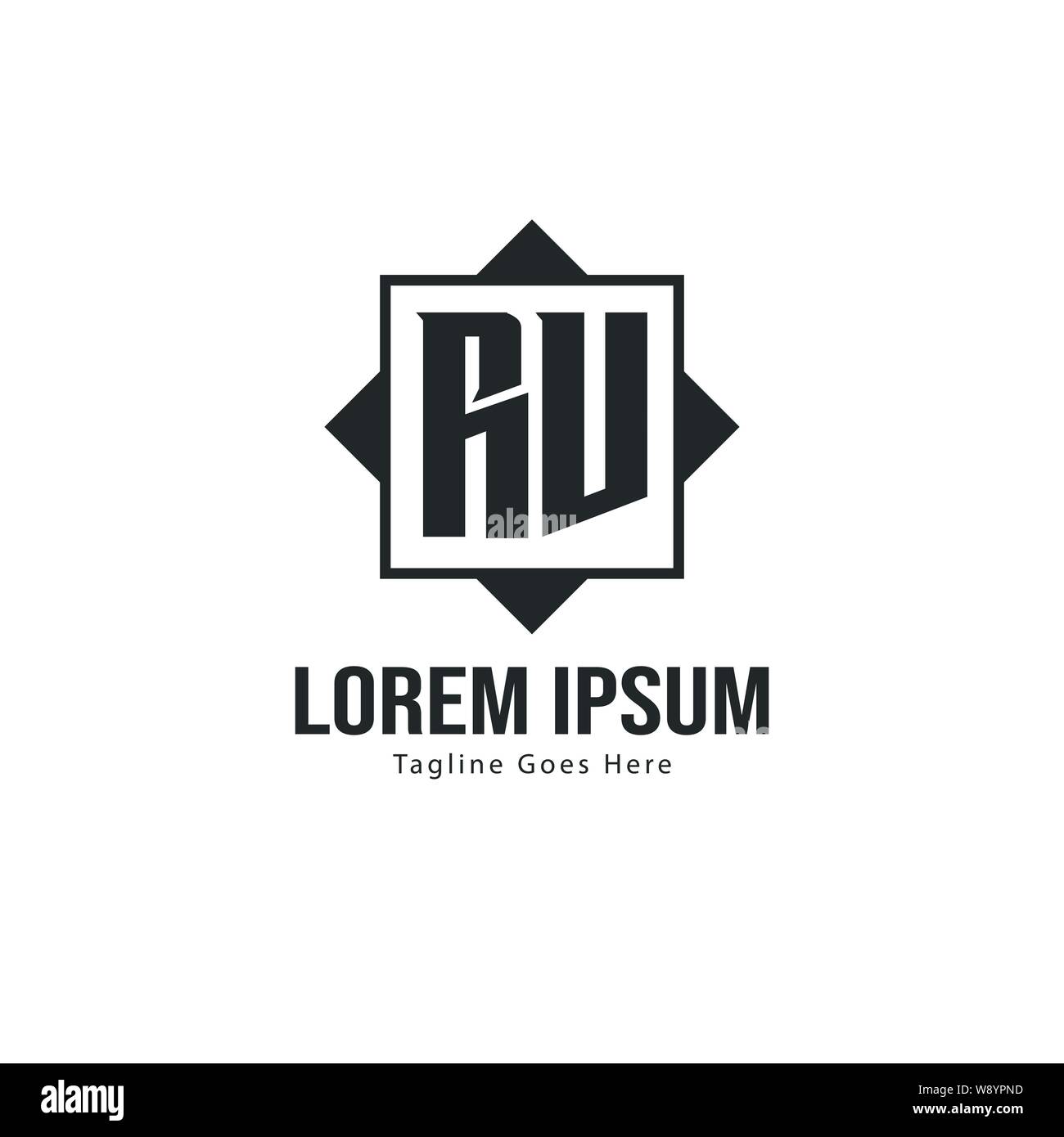 Initial RV logo template with modern frame. Minimalist RV letter logo ...