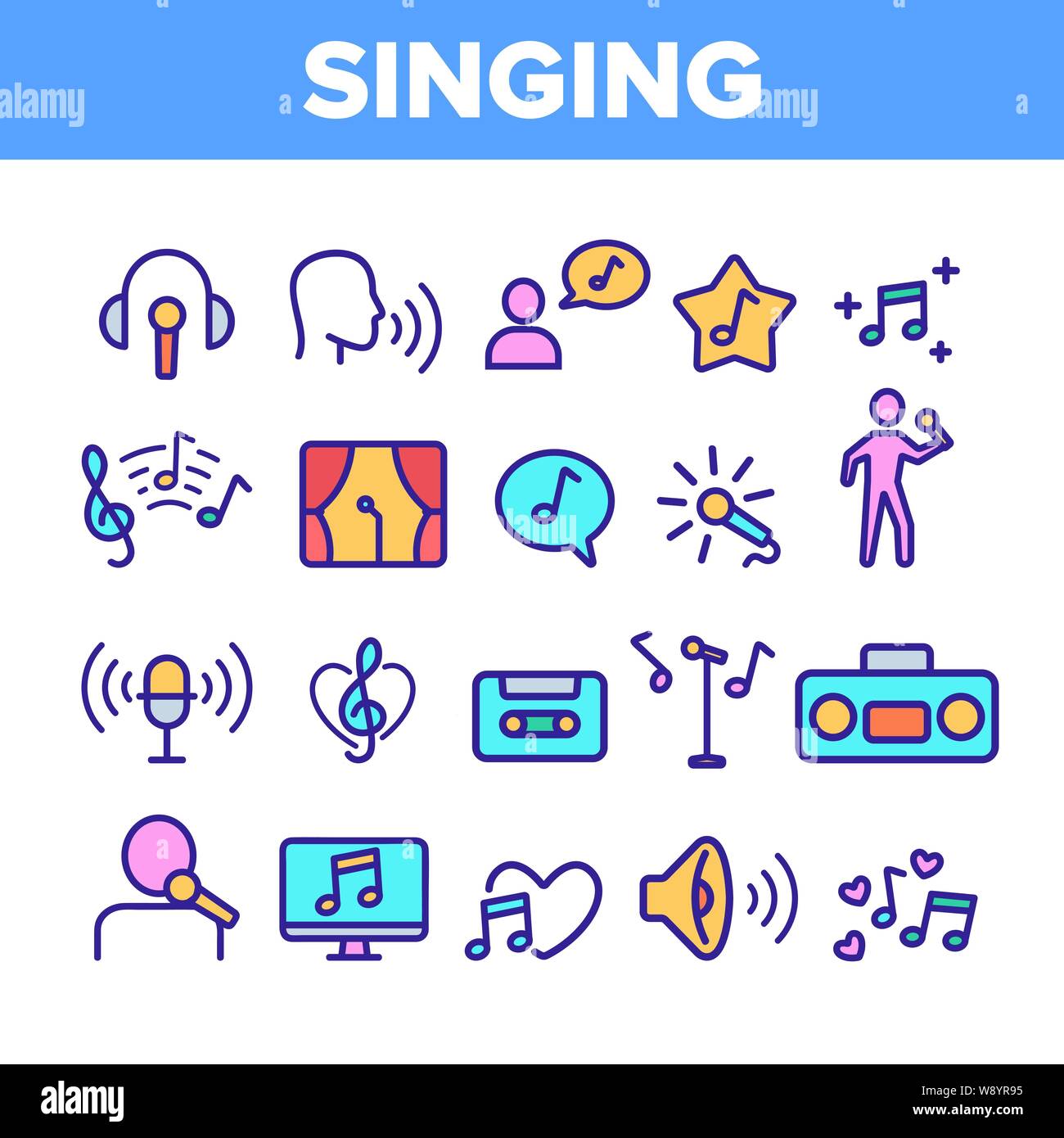 Color Different Singing Icons Set Vector Stock Vector Image & Art - Alamy