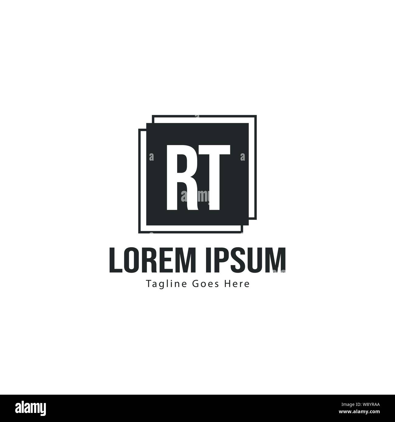 Initial RT logo template with modern frame. Minimalist RT letter logo ...