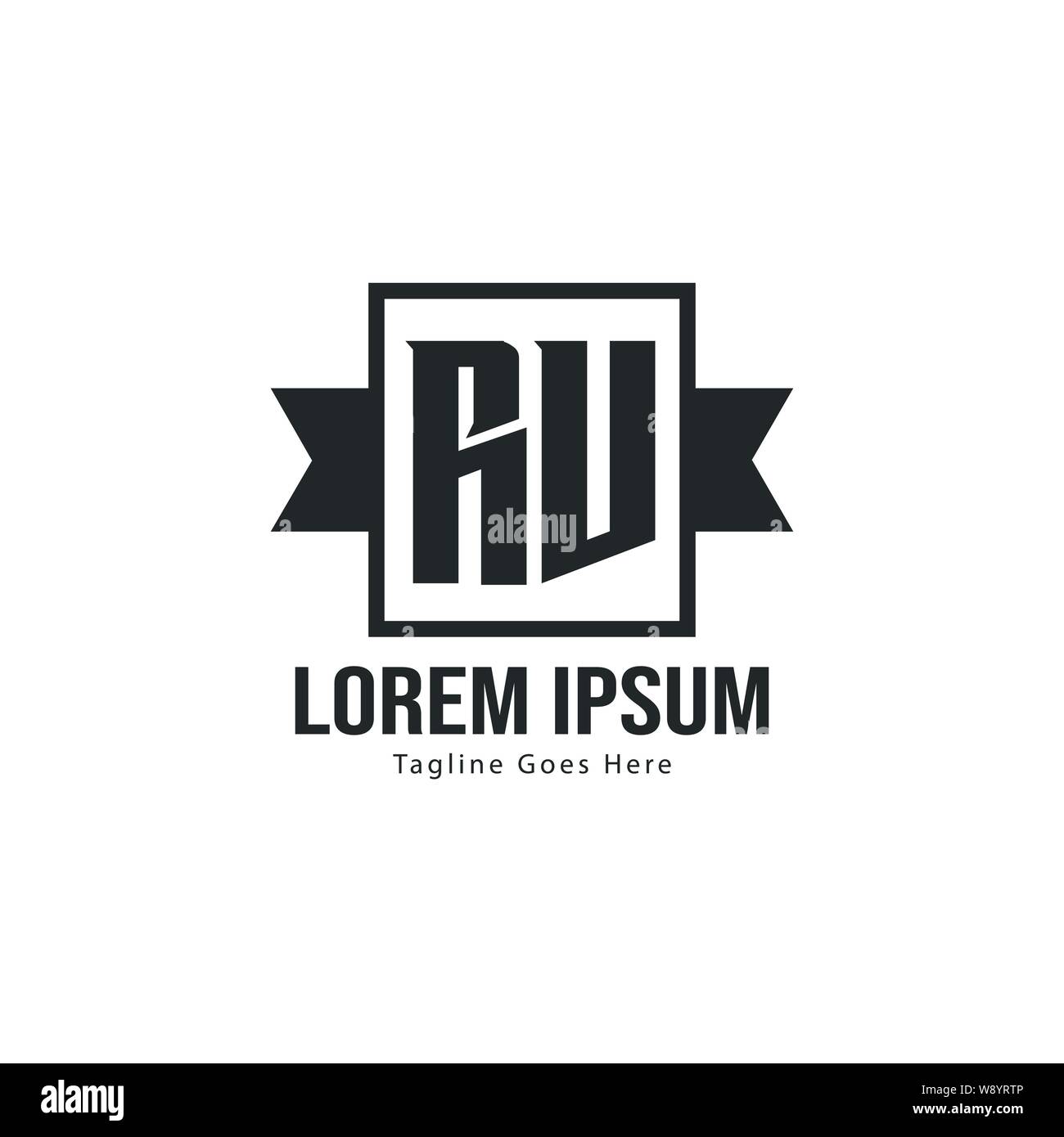 Initial RV logo template with modern frame. Minimalist RV letter logo ...