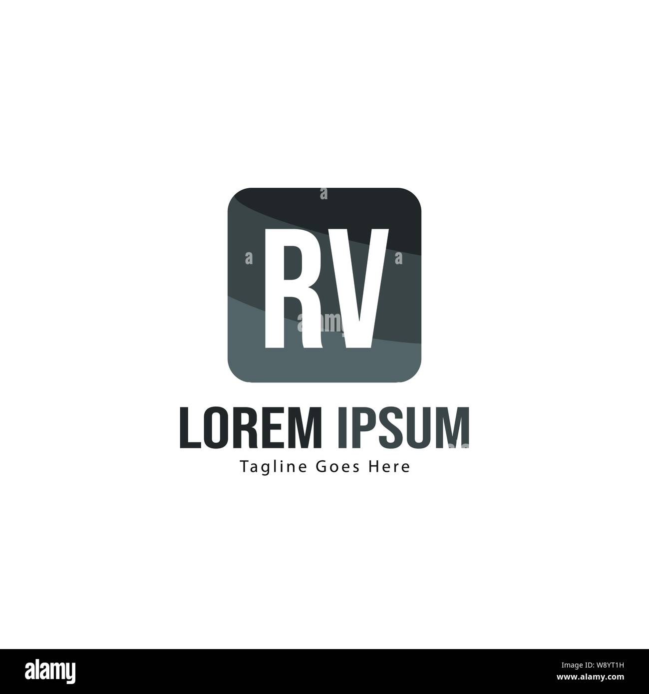 Initial RV logo template with modern frame. Minimalist RV letter logo ...