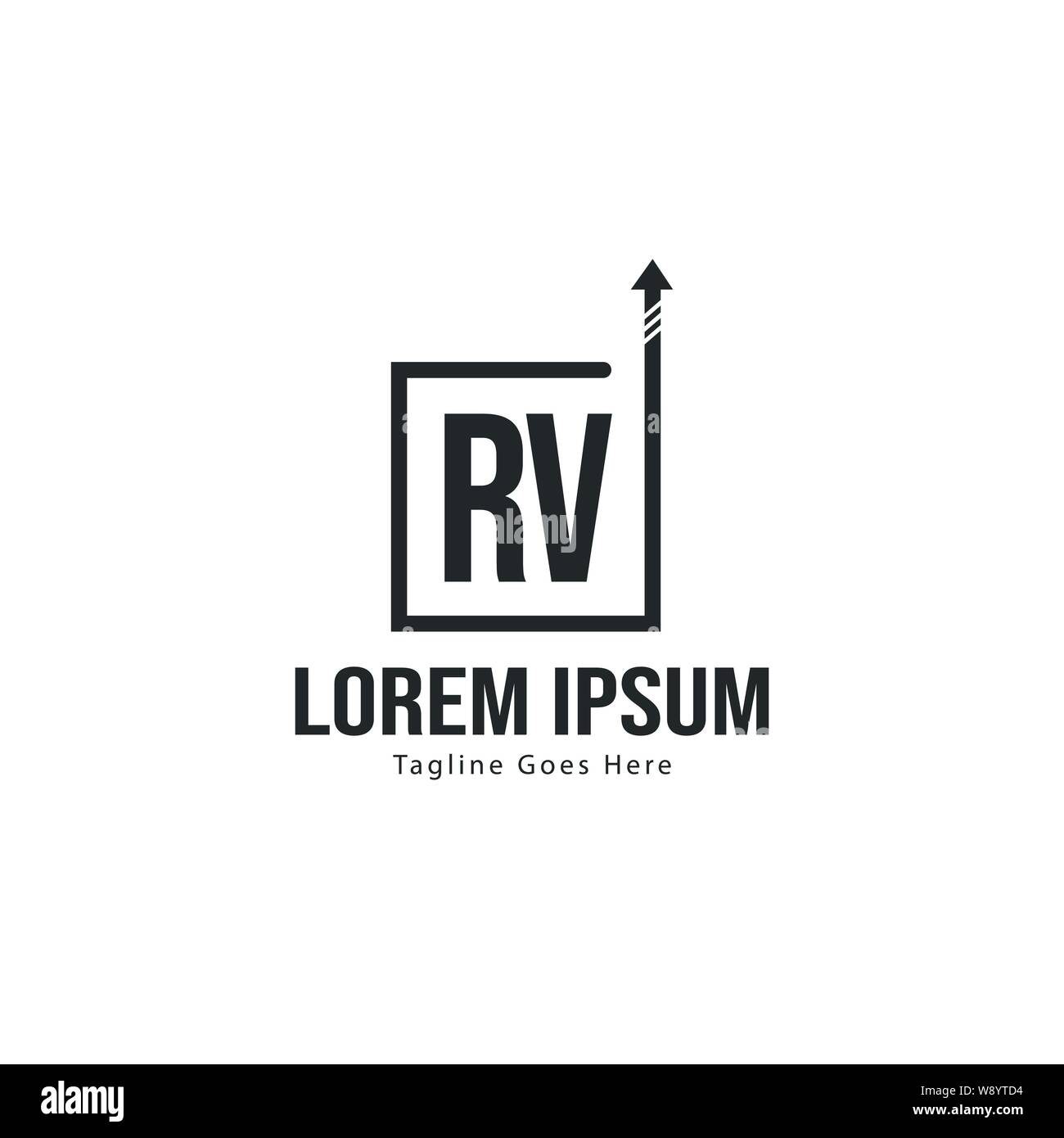 Initial RV logo template with modern frame. Minimalist RV letter logo ...
