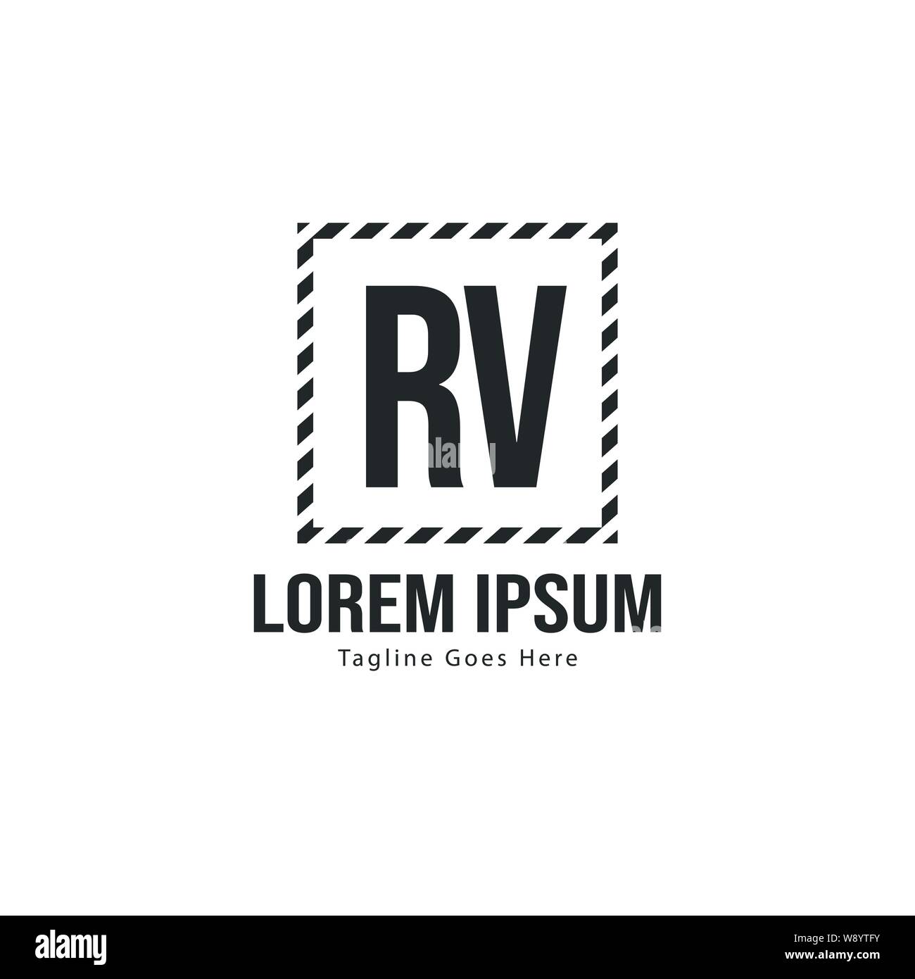 Initial RV logo template with modern frame. Minimalist RV letter logo ...