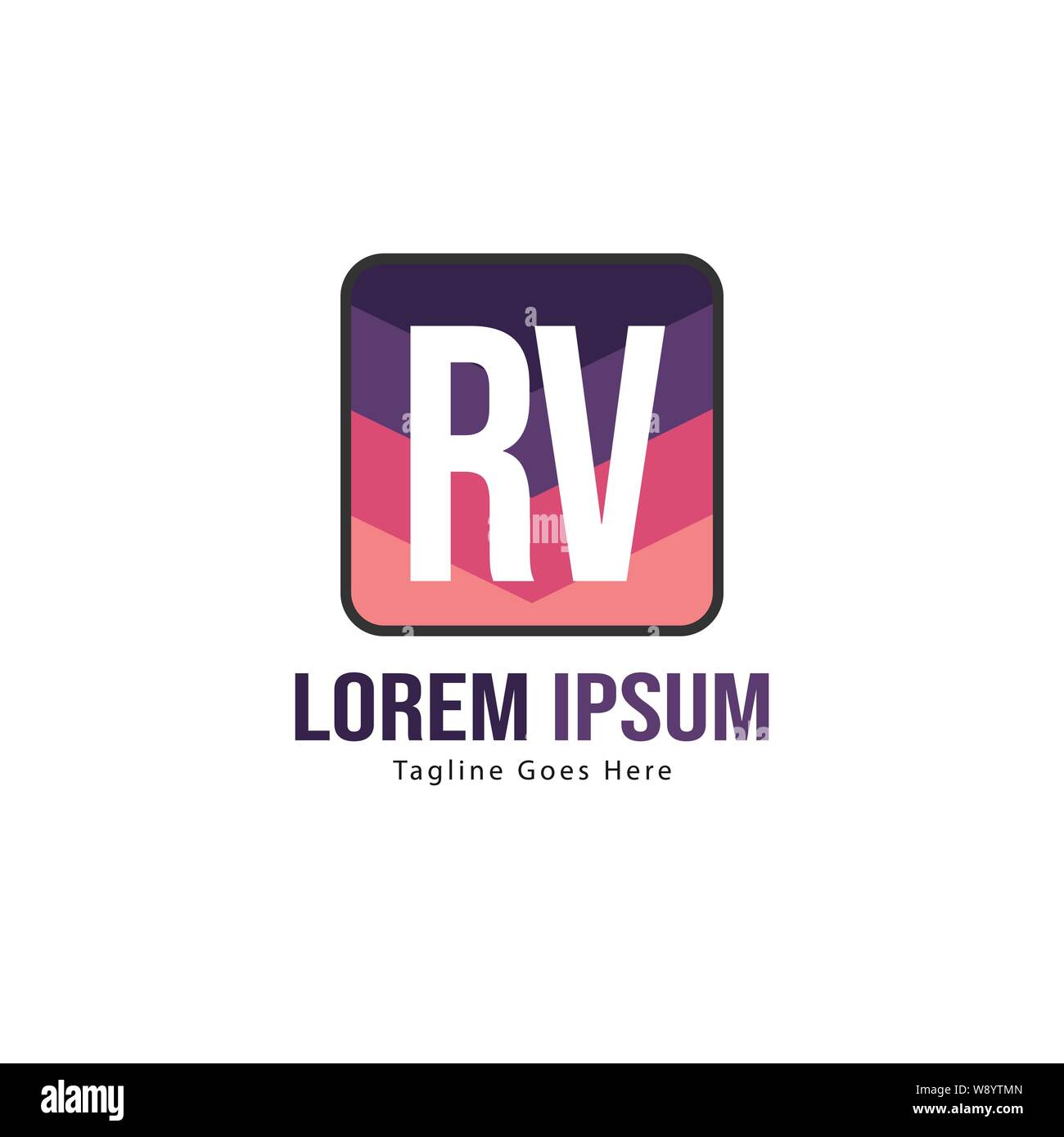Initial RV logo template with modern frame. Minimalist RV letter logo ...