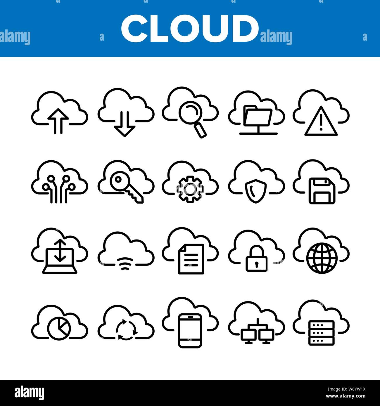 Collection Cloud Service Sign Icons Set Vector Stock Vector Image & Art ...