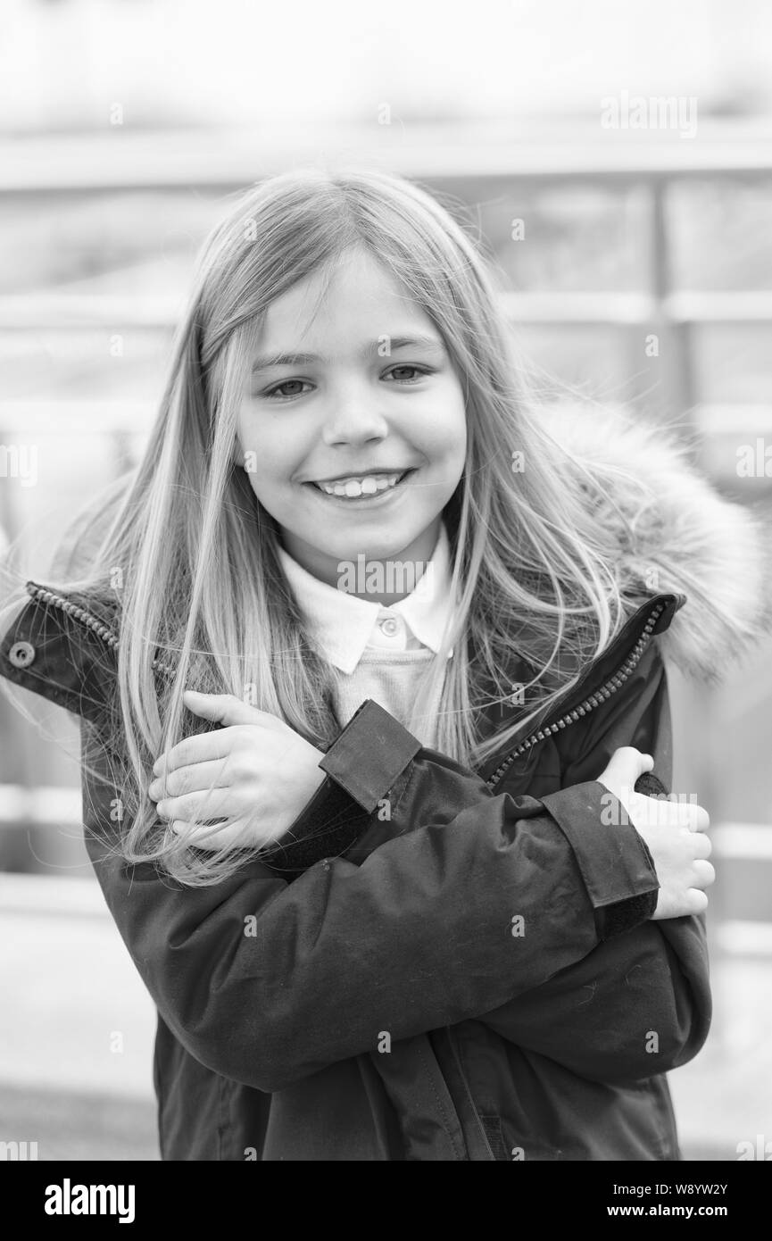 Winter girl kid wear Black and White Stock Photos & Images - Alamy
