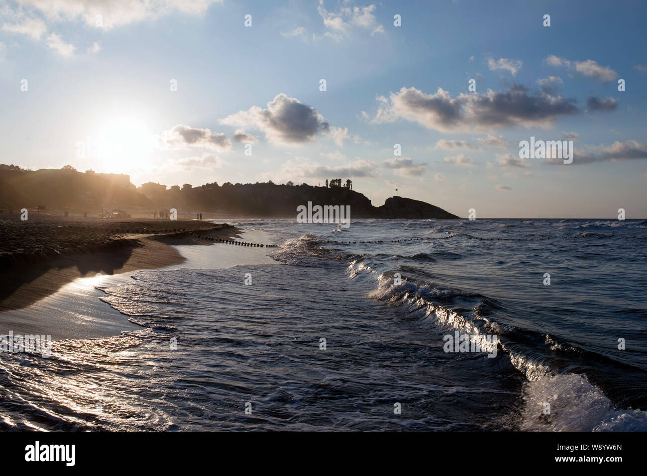 Sunset over sea in the beach in Turkey in black sea Stock Photo - Alamy