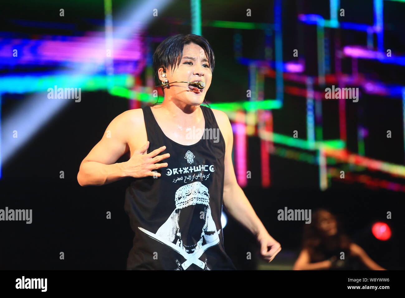 Kim Jun-su of South Korean boy group JYJ performs at a concert of their ...
