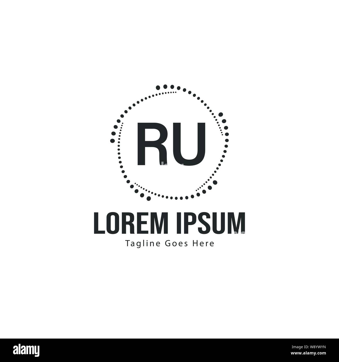Initial RU logo template with modern frame. Minimalist RU letter logo ...