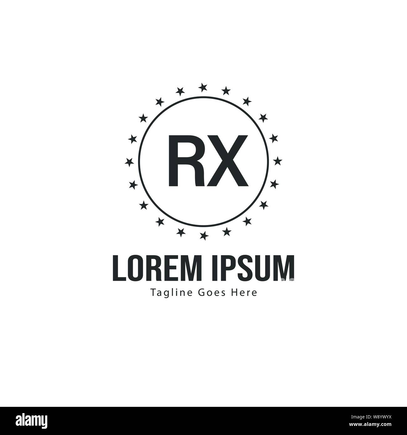 Initial RX logo template with modern frame. Minimalist RX letter logo ...
