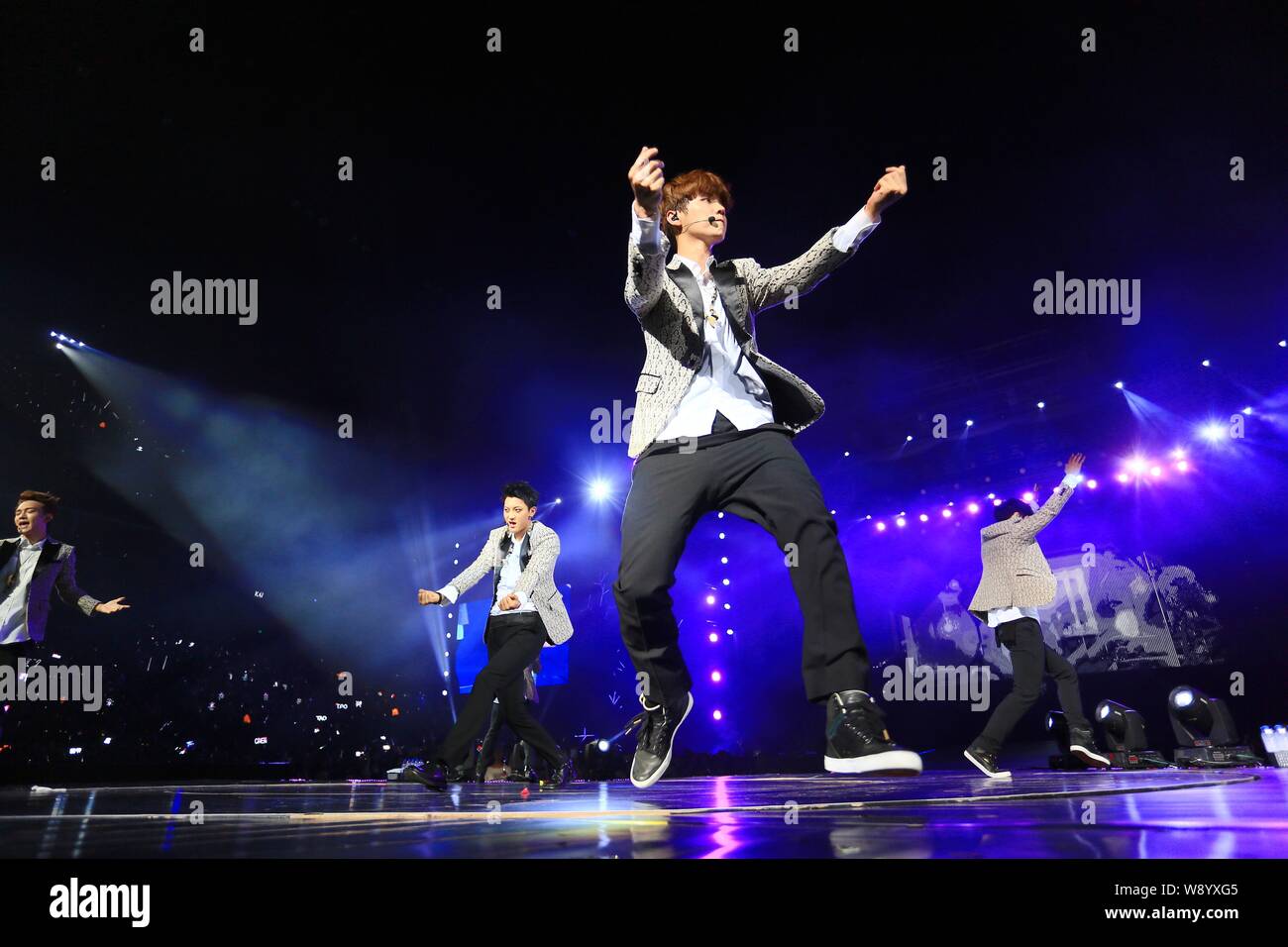 South Korean-Chinese K-pop boy group EXO performs at the concert of ...