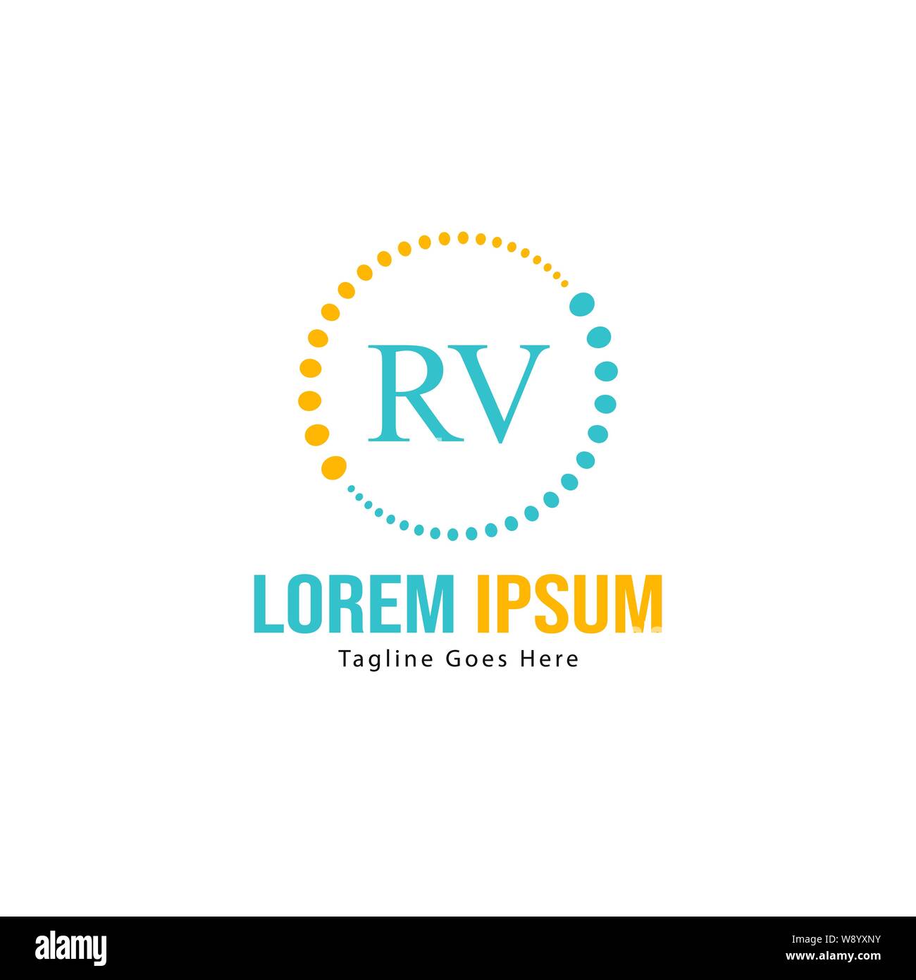 Initial RV logo template with modern frame. Minimalist RV letter logo ...