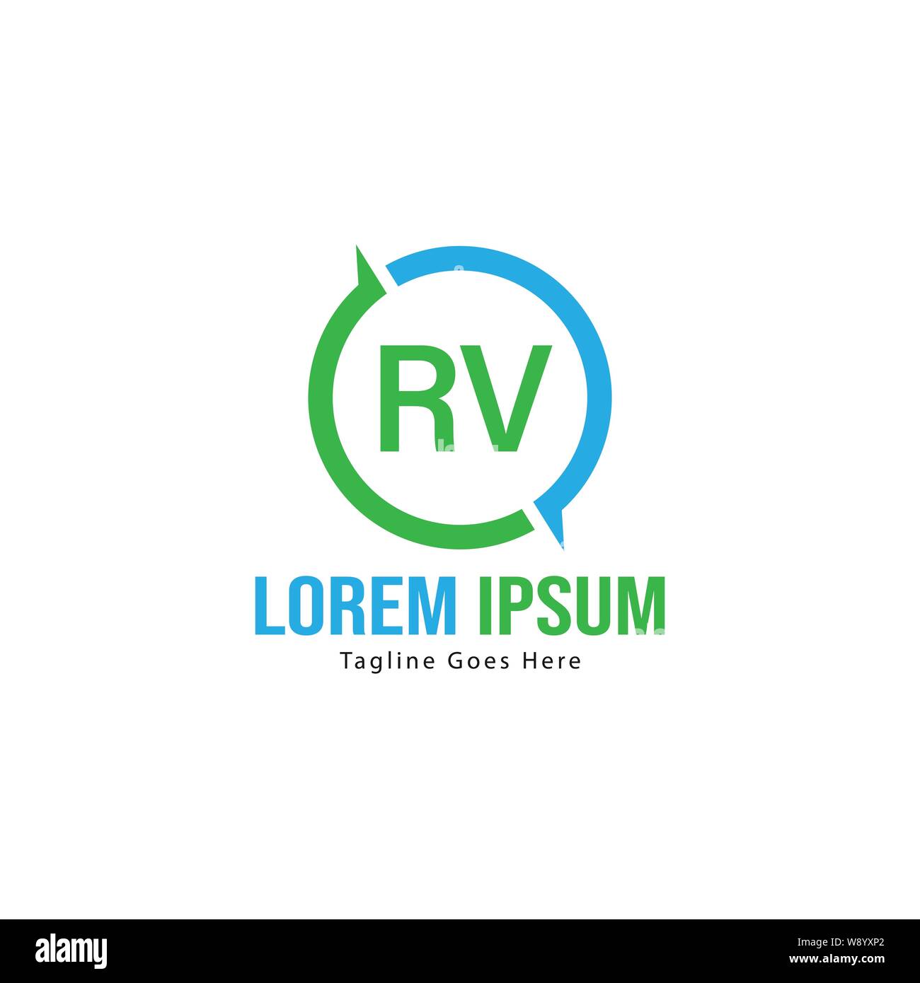 Initial RV logo template with modern frame. Minimalist RV letter logo ...