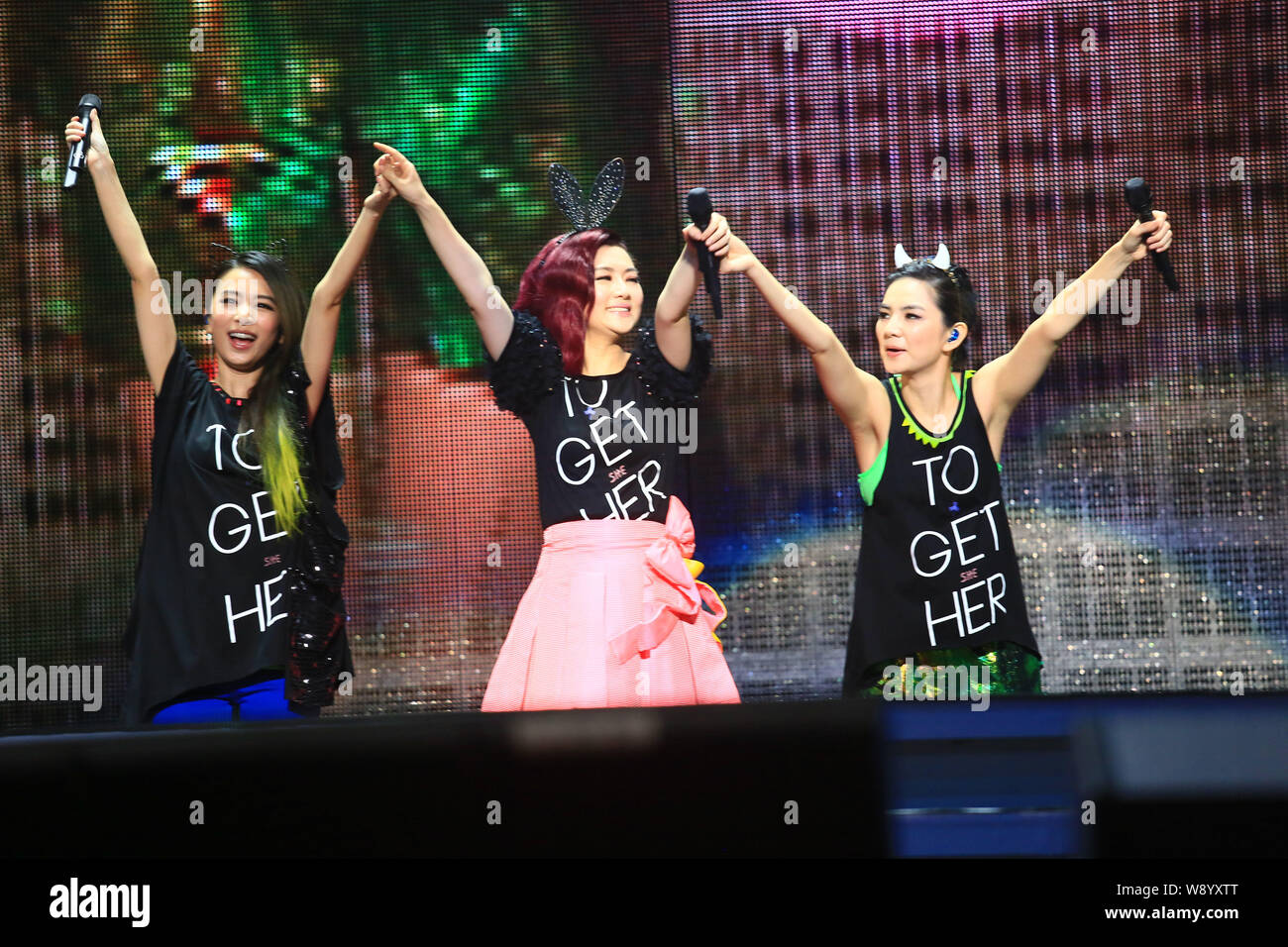 (From left) Hebe Tien, Selina Jen and Ella Chen of Taiwanese pop girl ...