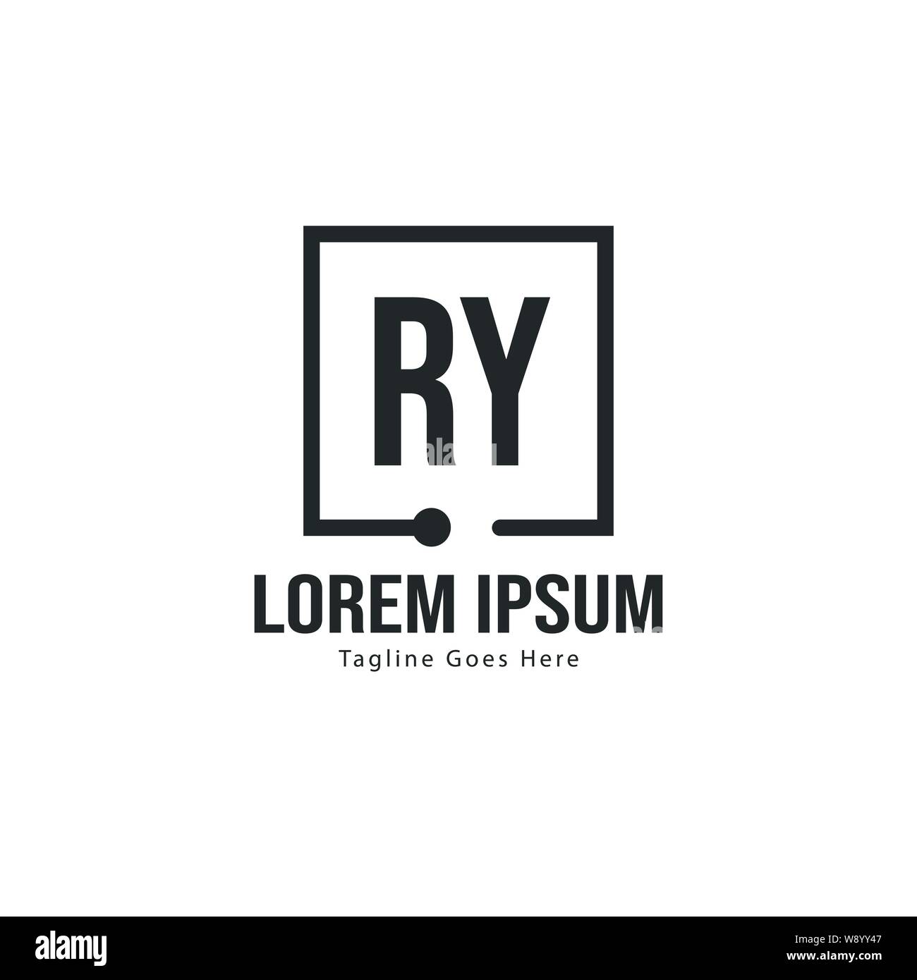 Initial RY logo template with modern frame. Minimalist RY letter logo ...