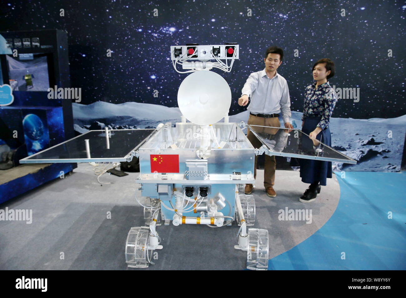 --FILE--People view a model of Chinas first moon rover Jade Rabbit on ...