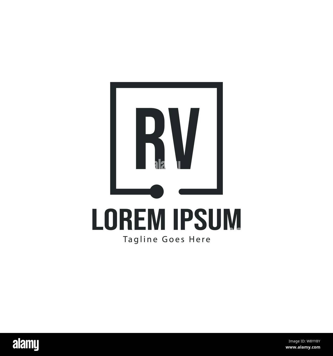 Initial RV logo template with modern frame. Minimalist RV letter logo ...