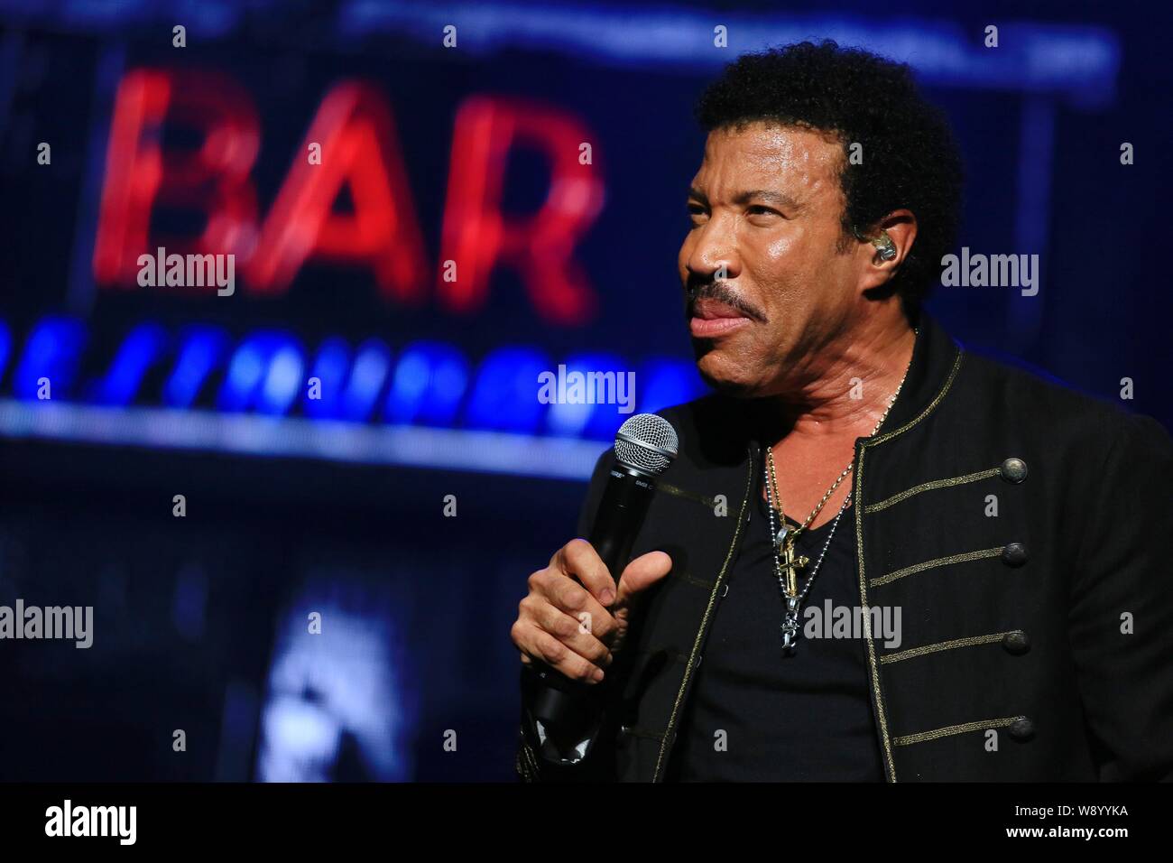 American singer Lionel Richie performs at his concert in Shanghai ...