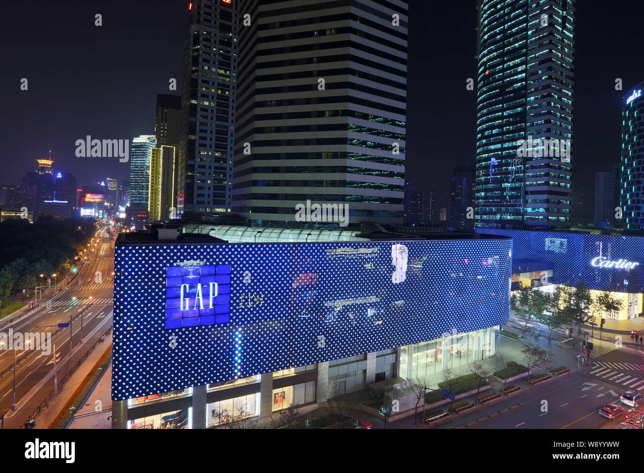 --FILE--Night view of a fashion store of GAP in Shanghai, China, 10 ...