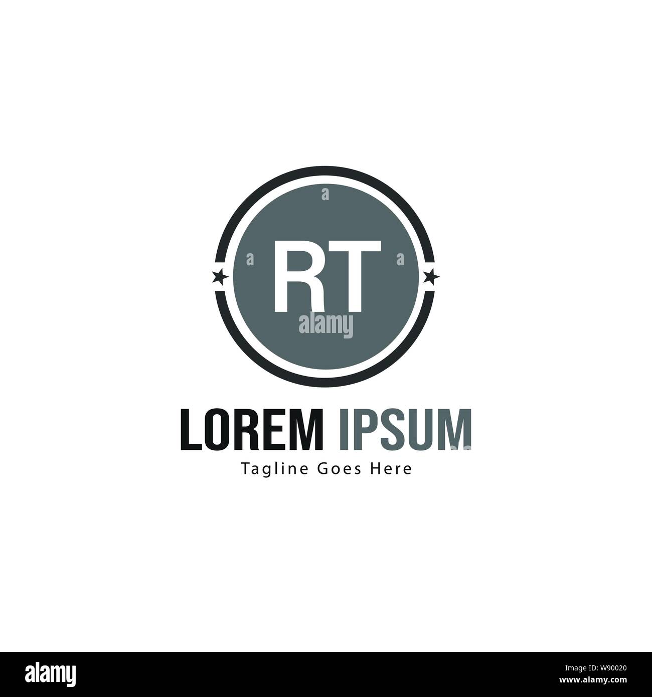 Initial RT logo template with modern frame. Minimalist RT letter logo ...