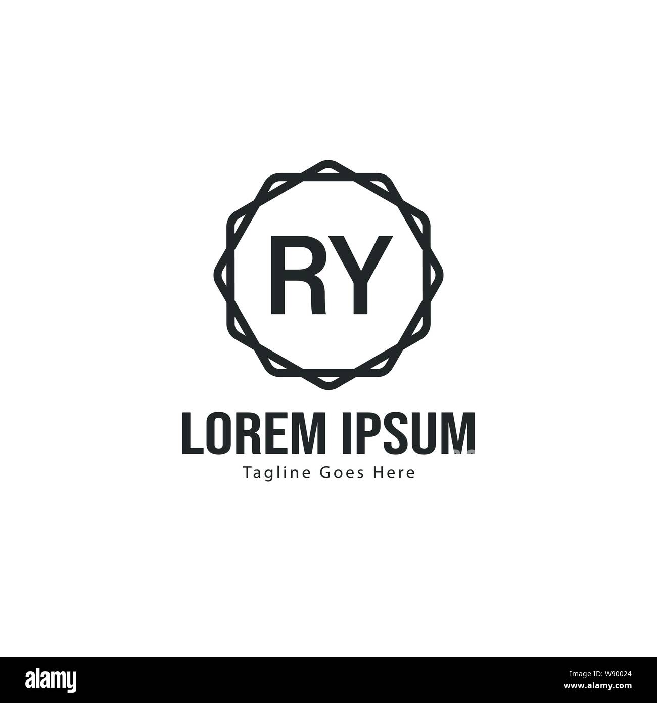 Initial RY logo template with modern frame. Minimalist RY letter logo ...