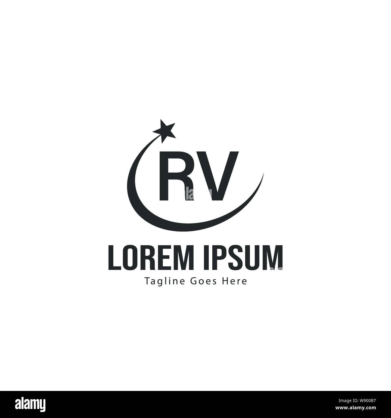 Initial RV logo template with modern frame. Minimalist RV letter logo ...