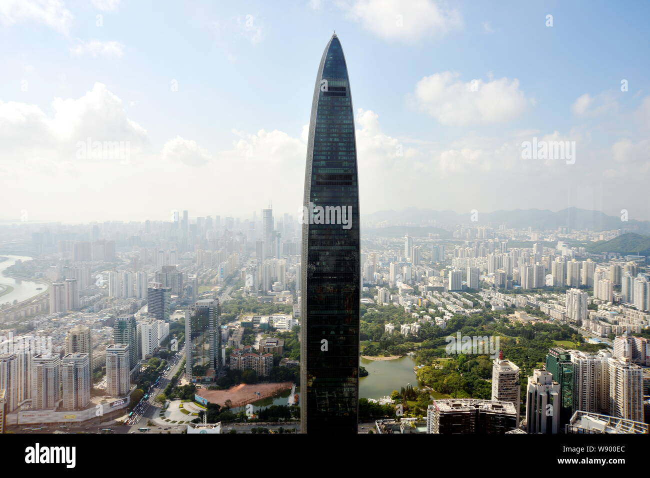 --FILE--Skyline of downtown areas with the KK 100 (Kingkey 100) tower ...