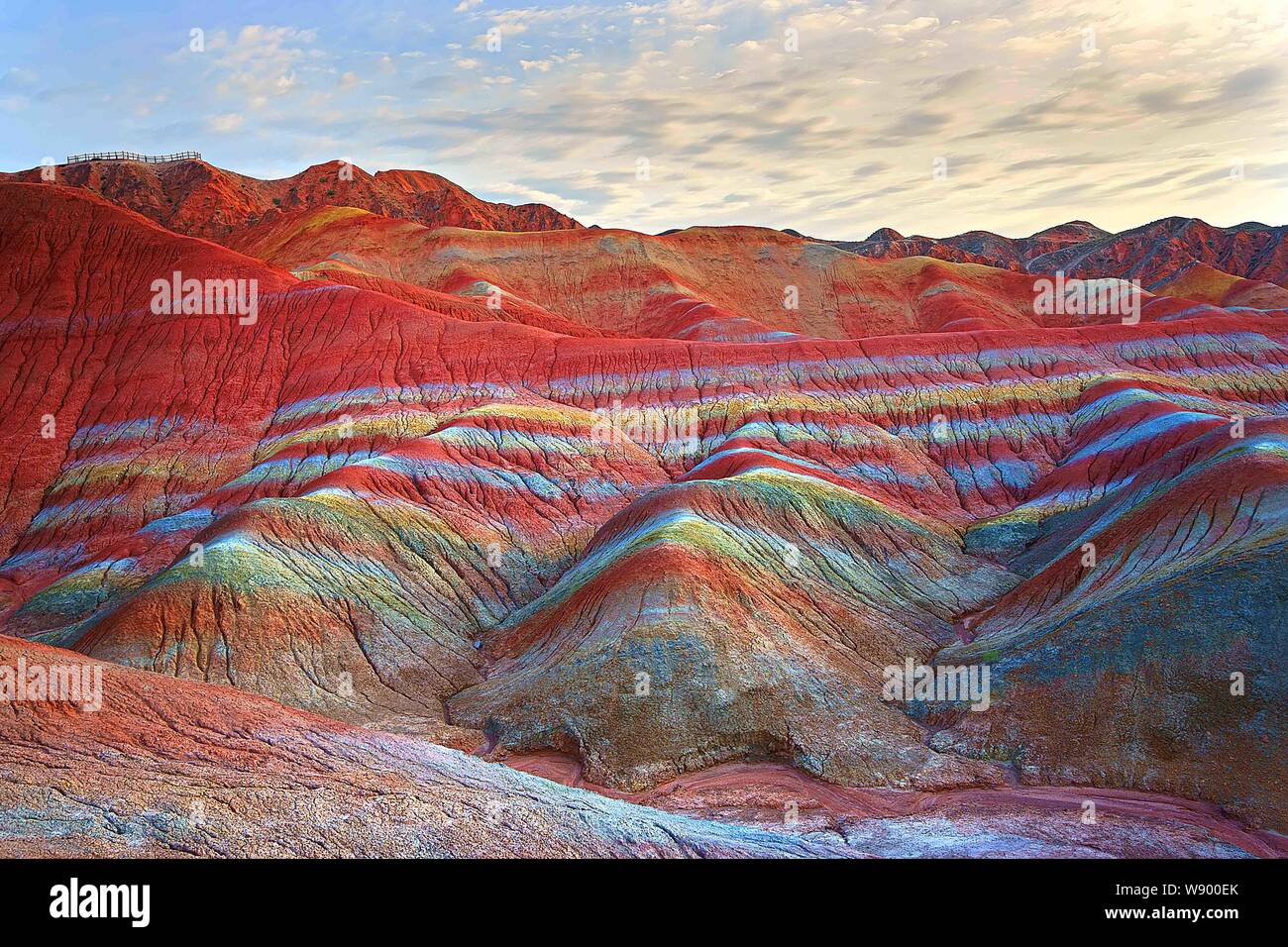 View of colourful rock formations at the Zhangye Danxia Landform ...