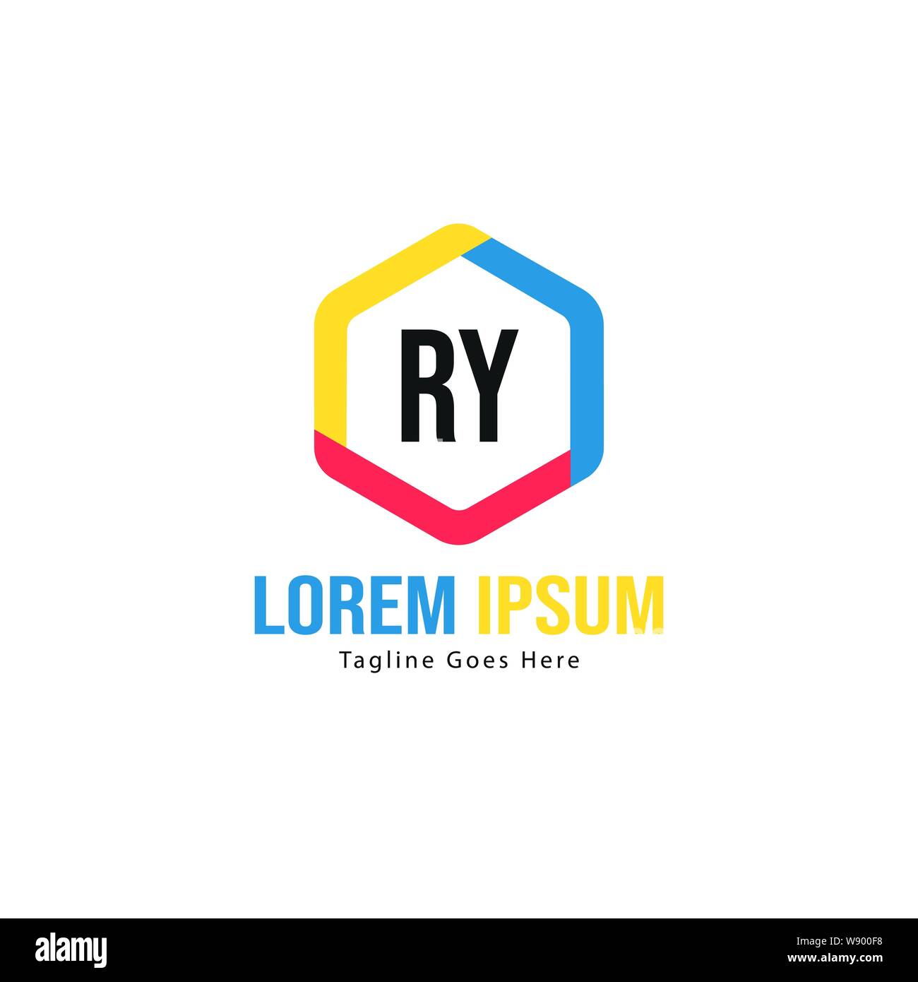 Initial RY logo template with modern frame. Minimalist RY letter logo ...