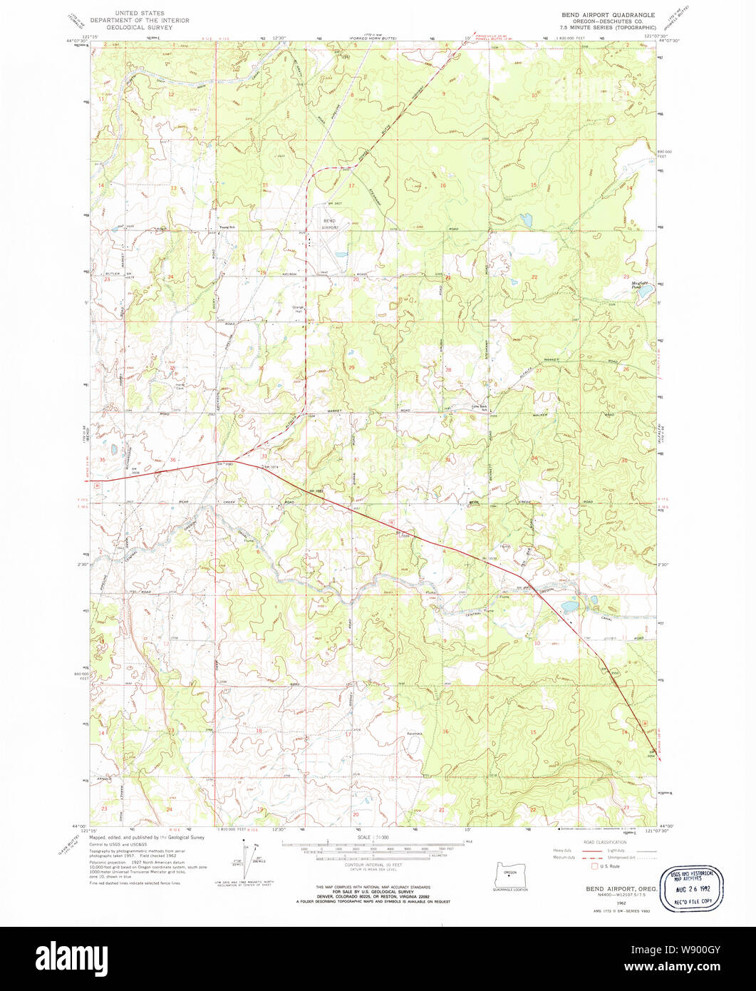 USGS Topo Map Oregon Bend Airport 278994 1962 24000 Restoration Stock ...