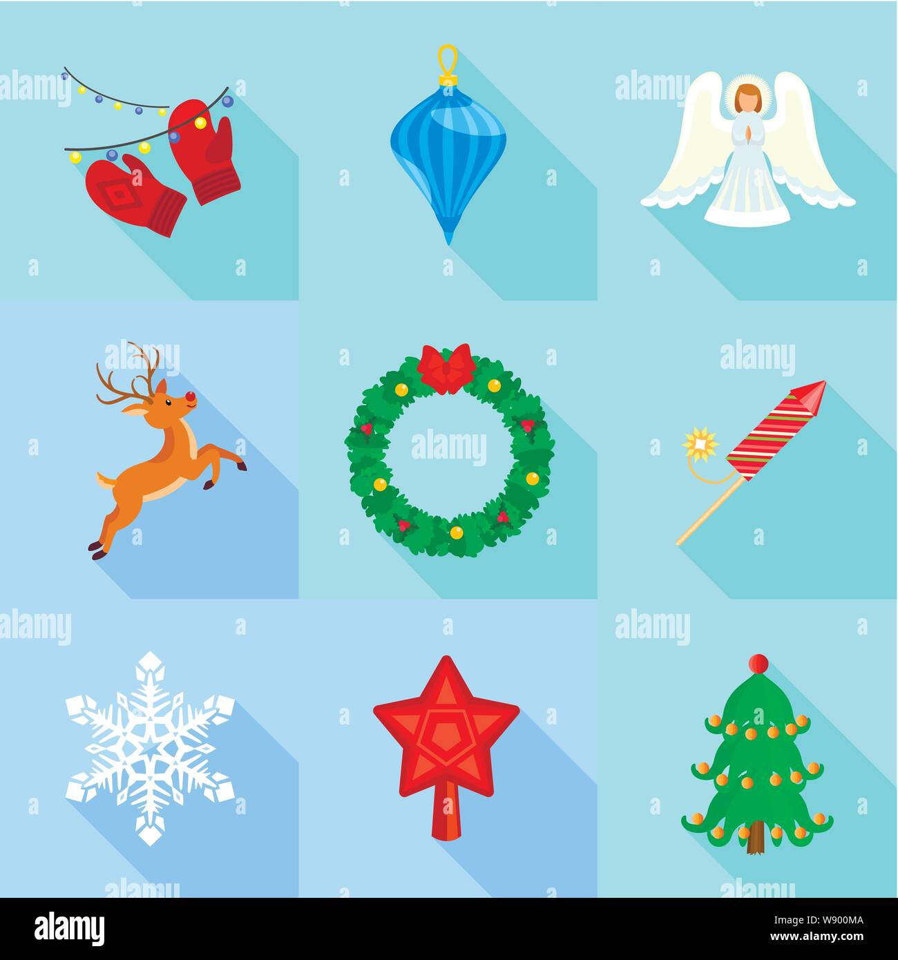 Christmas time icon set. Flat set of 9 christmas time vector icons for ...
