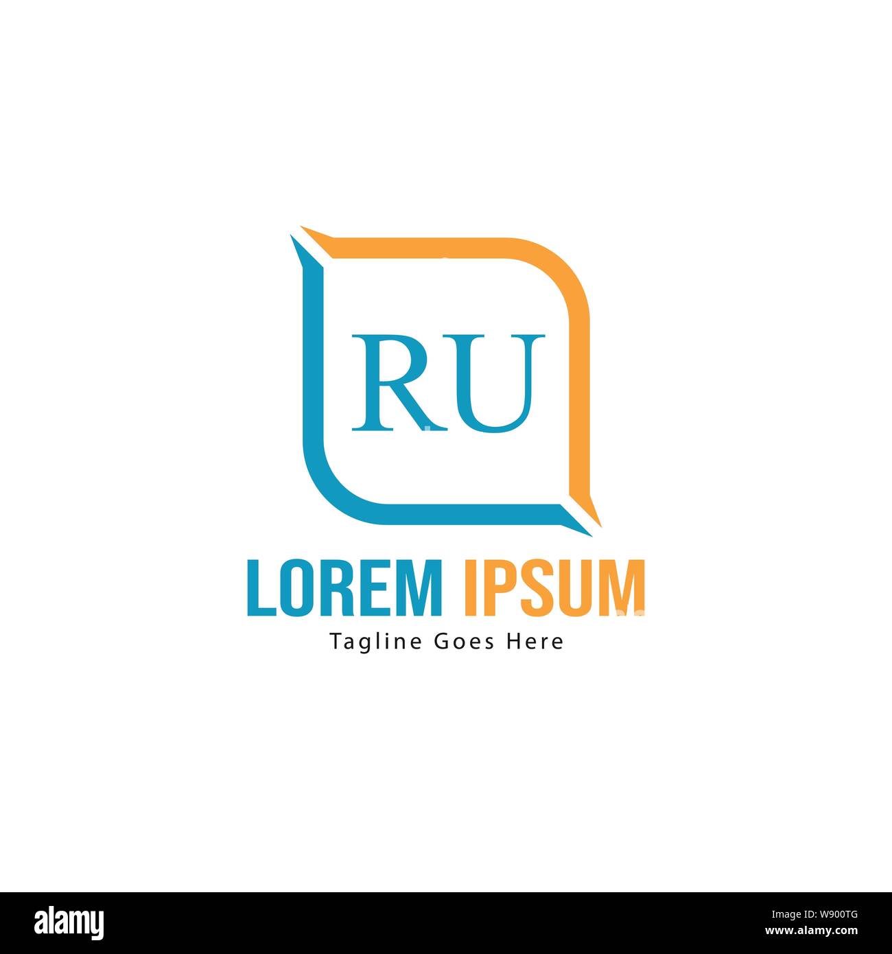 Initial RU logo template with modern frame. Minimalist RU letter logo ...