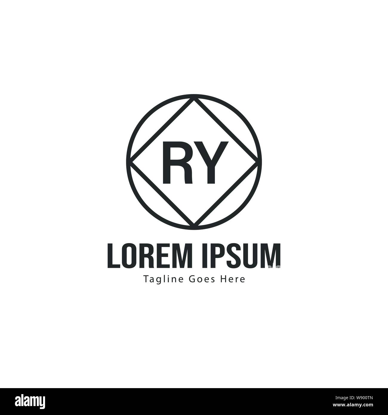 Initial RY logo template with modern frame. Minimalist RY letter logo ...