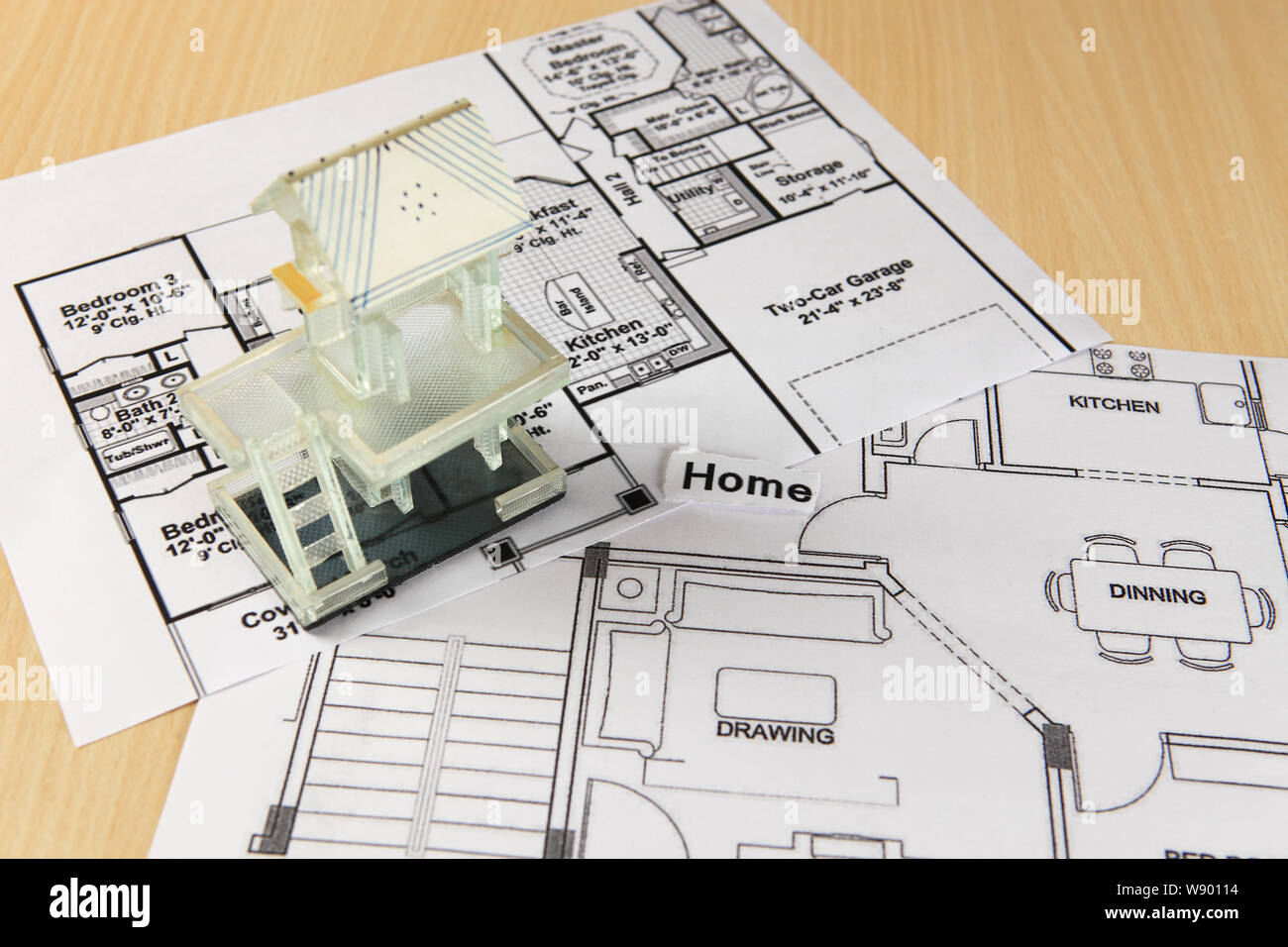 Blueprints of a house with dream home Stock Photo - Alamy