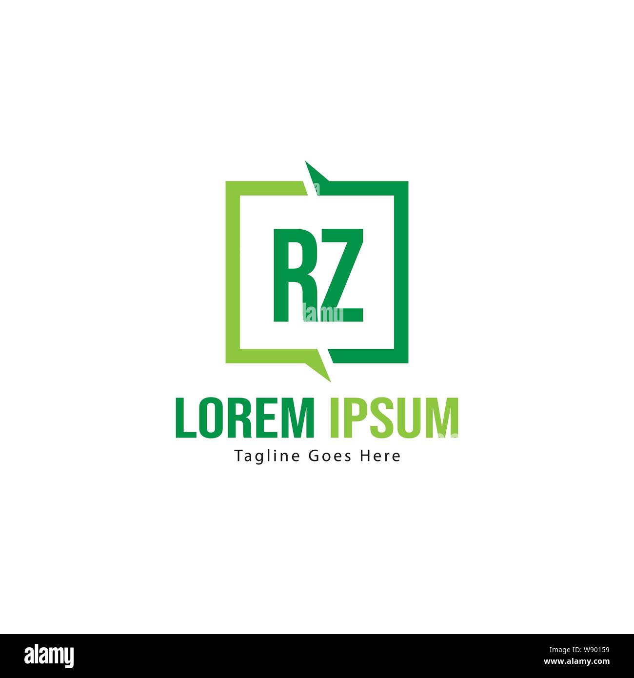 Initial RZ logo template with modern frame. Minimalist RZ letter logo ...