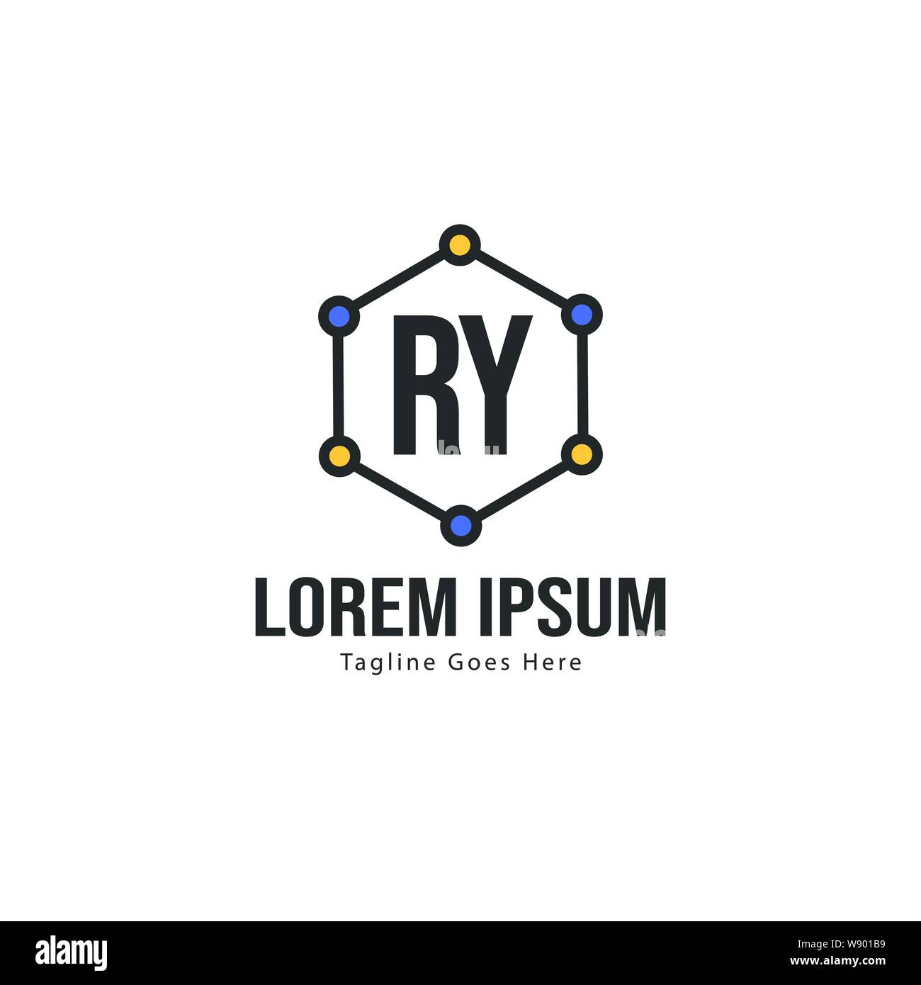 Initial RY logo template with modern frame. Minimalist RY letter logo ...