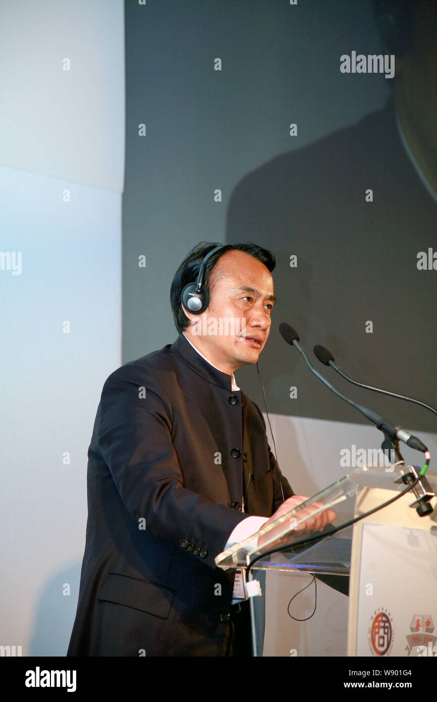 Li Guangrong, chairman of Sinosafe General Insurance Co., speaks at the ...