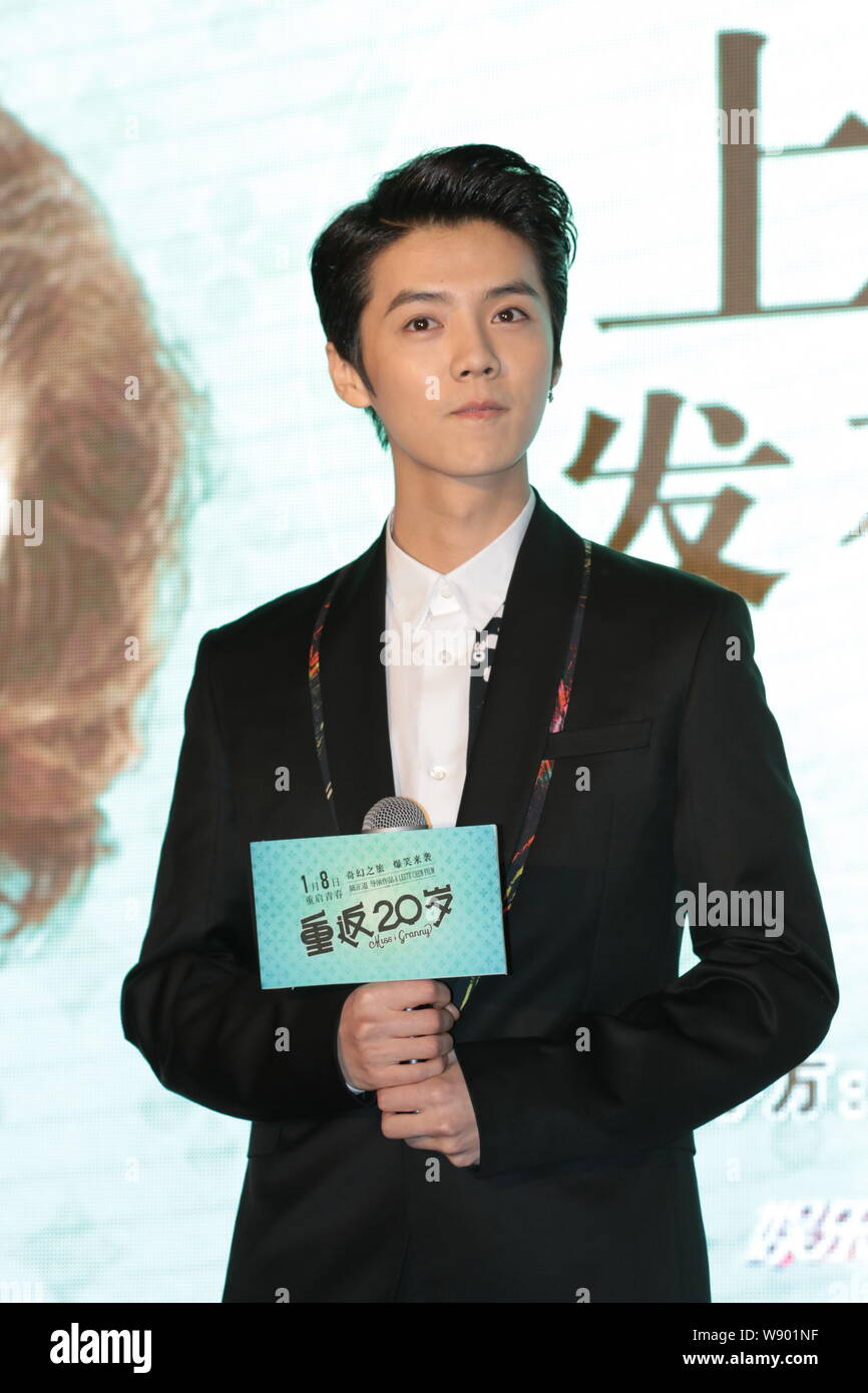 Chinese actor and singer Lu Han poses during a press conference for his ...