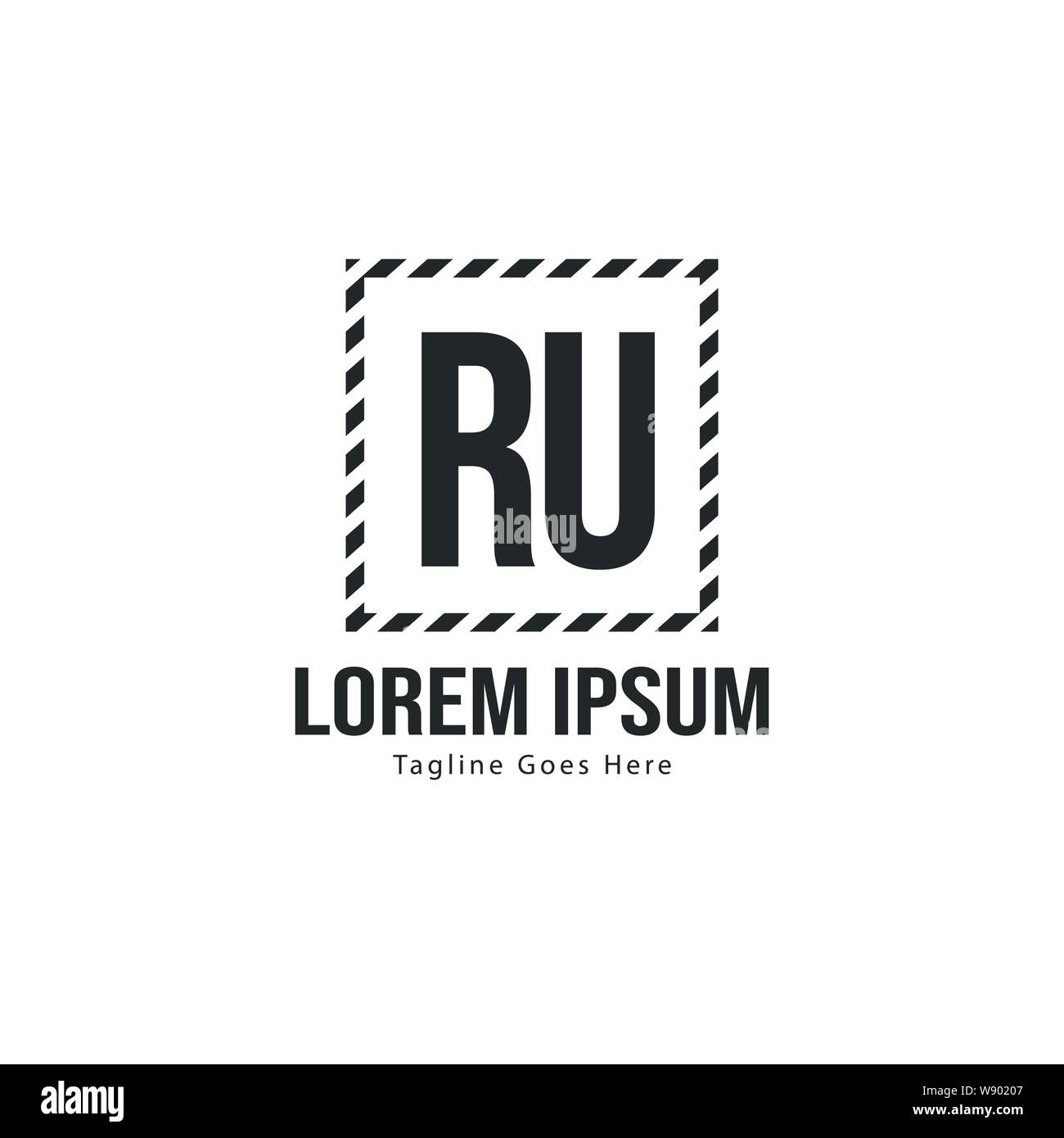 Initial RU logo template with modern frame. Minimalist RU letter logo ...