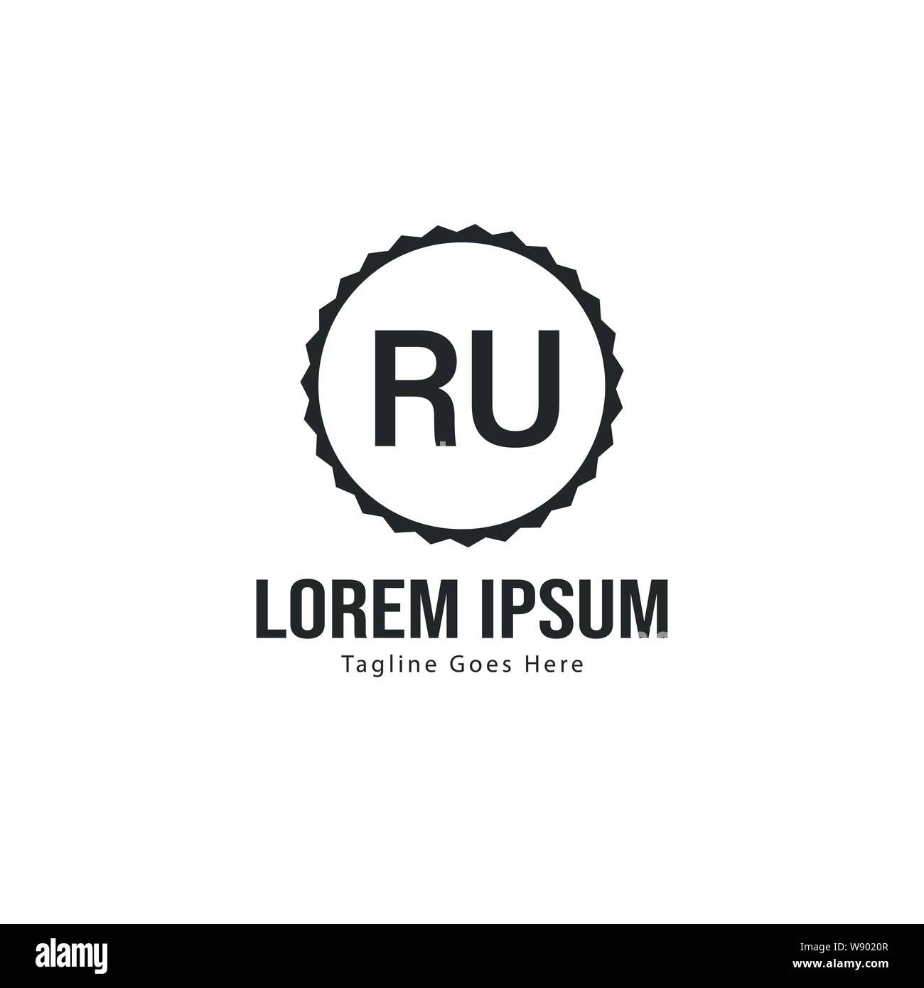 Initial RU logo template with modern frame. Minimalist RU letter logo ...