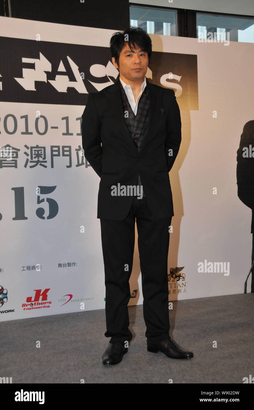 Japanese singer-songwriter Aska poses at a press conference for his ...