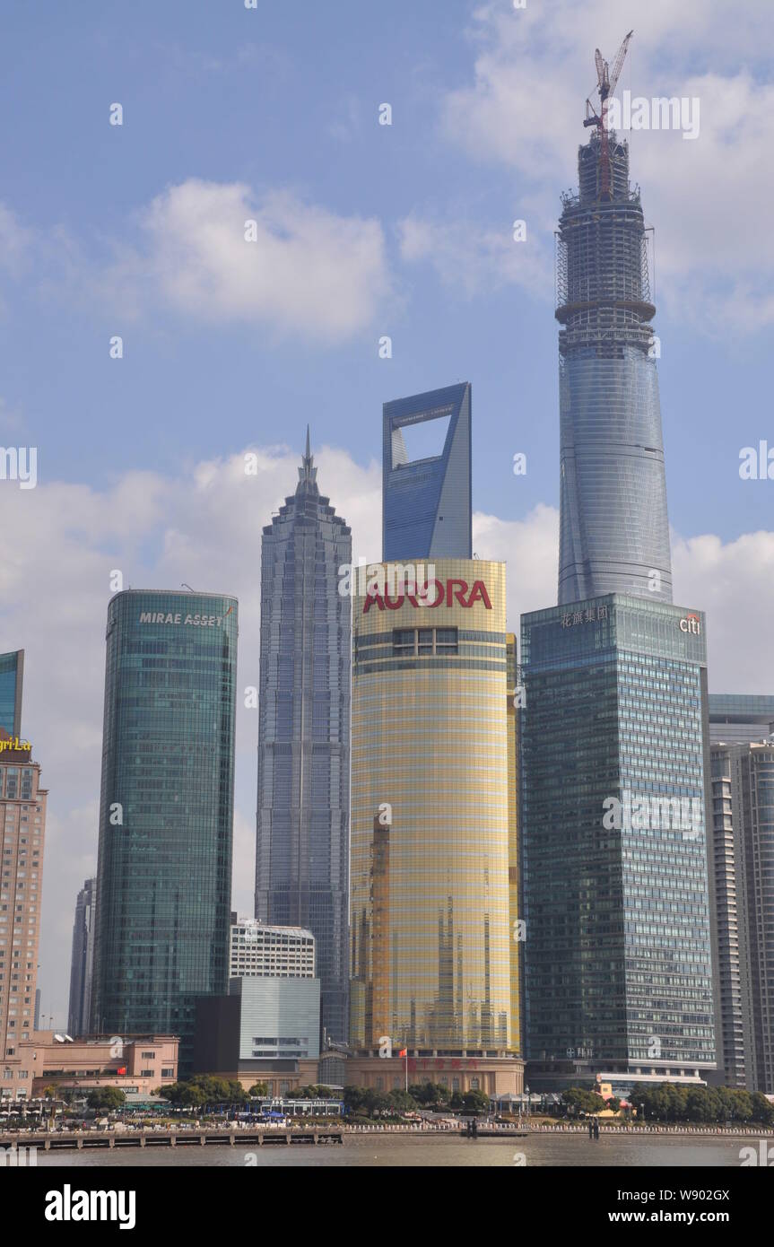 --FILE--View of the Lujiazui Financial District with the Shanghai Tower ...