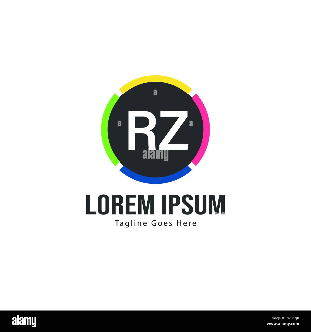 Initial RZ logo template with modern frame. Minimalist RZ letter logo ...