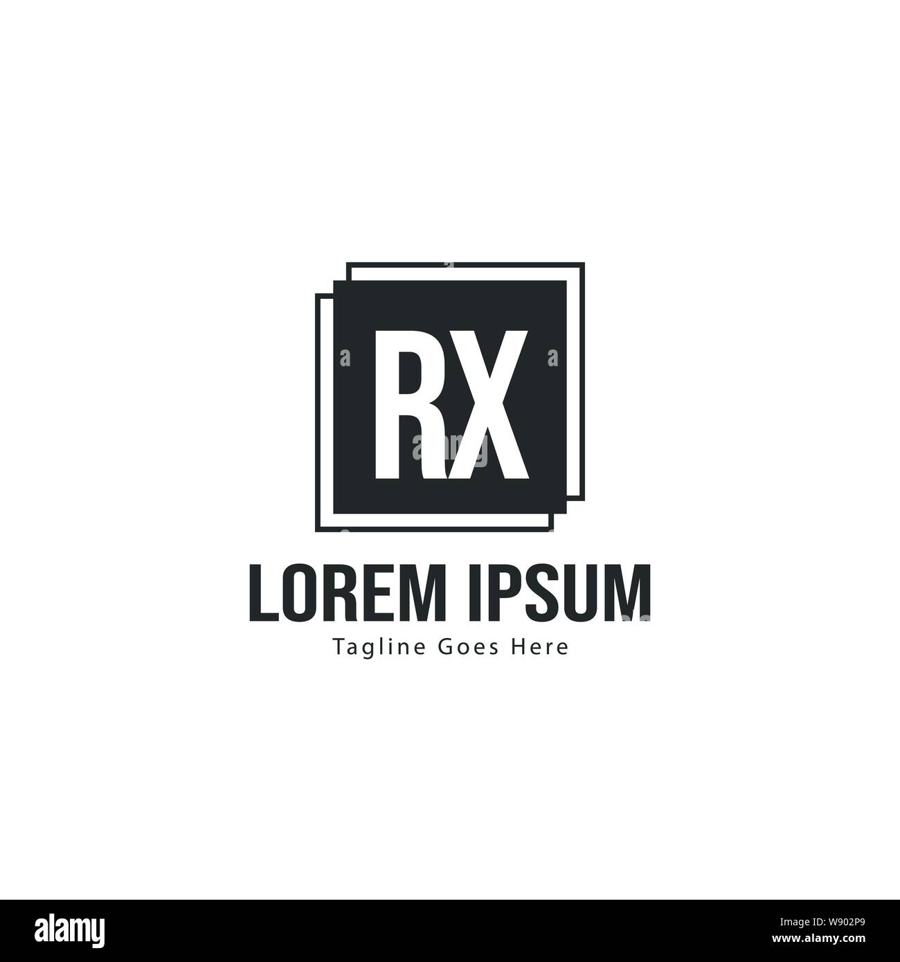 Initial RX logo template with modern frame. Minimalist RX letter logo ...