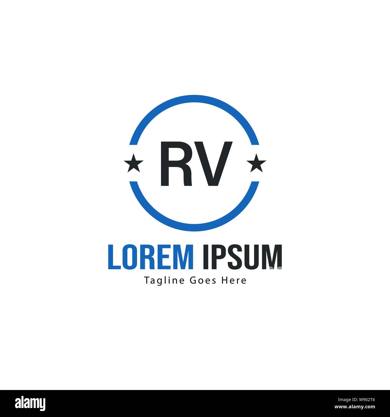Initial RV logo template with modern frame. Minimalist RV letter logo ...
