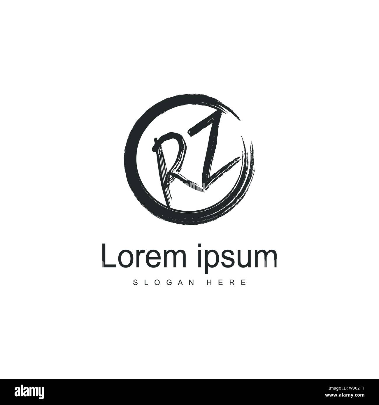 Initial RZ logo template with modern frame. Minimalist RZ letter logo ...