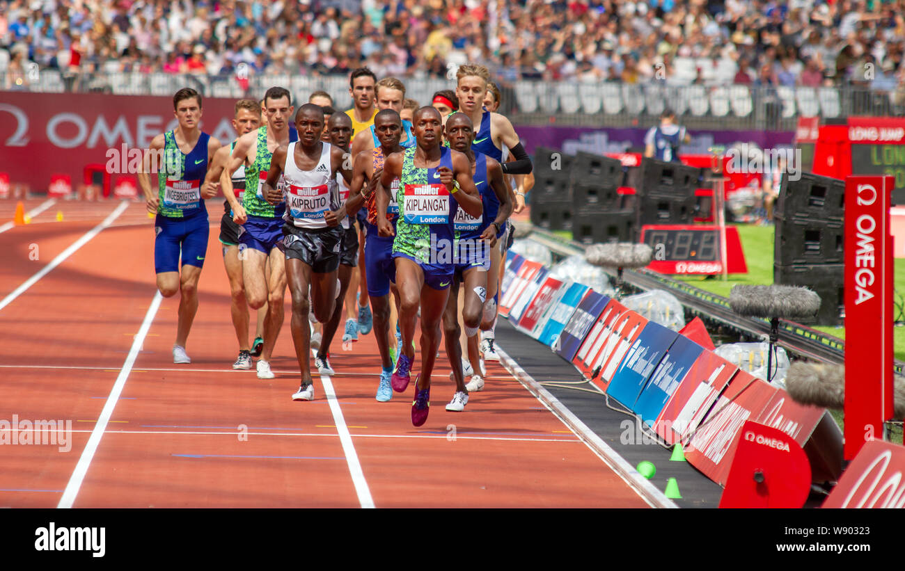 Athletes in action during the men's 5,000 metres, during Day 1 of the ...