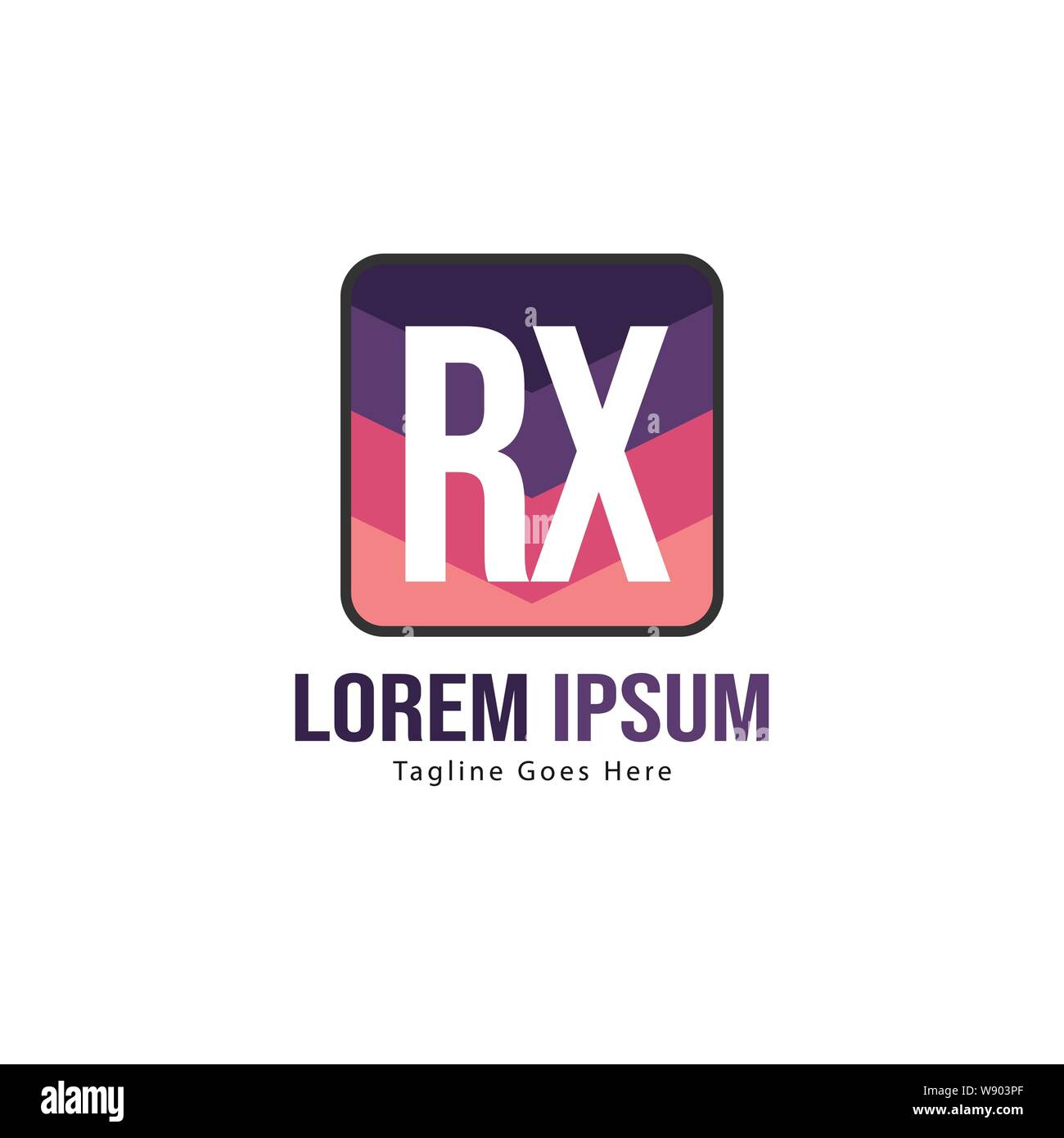 Initial RX logo template with modern frame. Minimalist RX letter logo ...